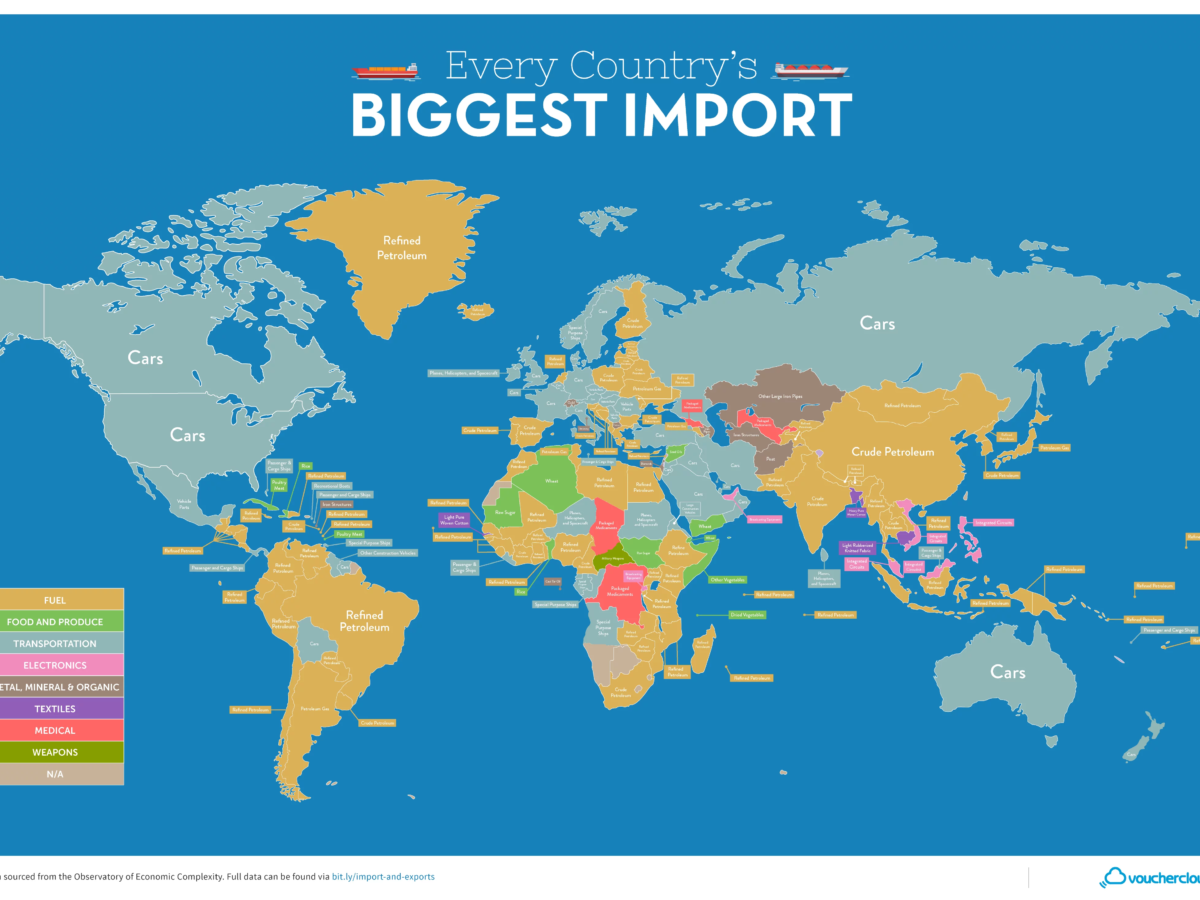 Mapped: Every Country's Biggest Import and Export