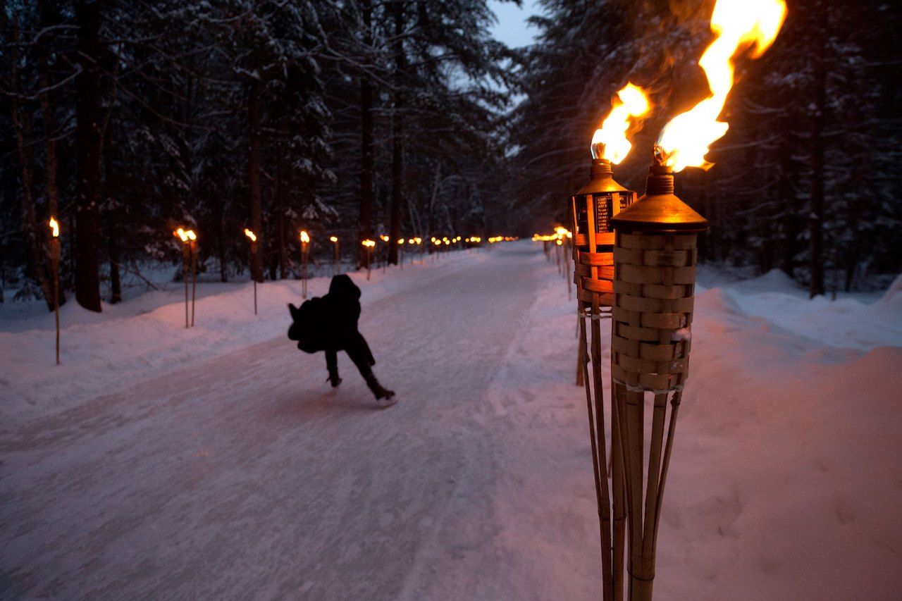 This Ontario Park Has a Skating Trail Lined With Tiki Torches for Some ...