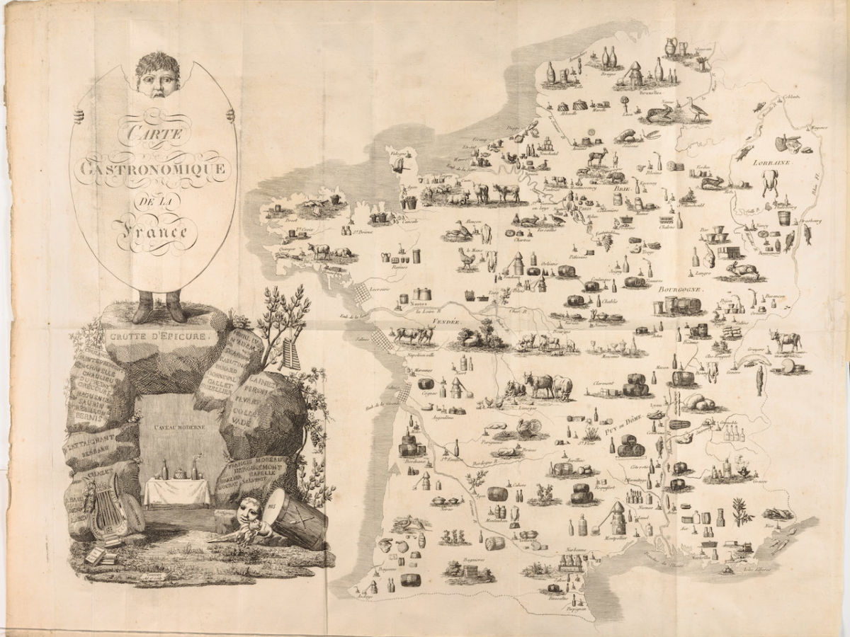 Original Map of the Origin of Famous French Foods, Carte Gastronomique ...