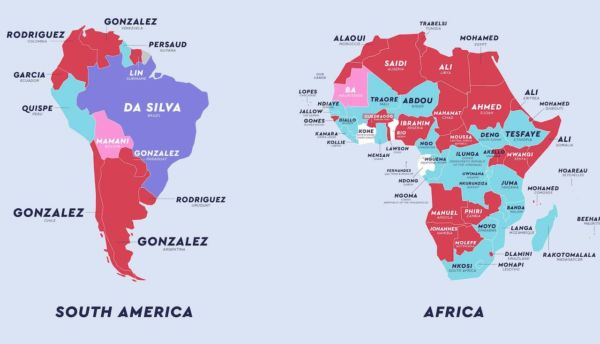 Most Popular Last Name in Every Country in the World