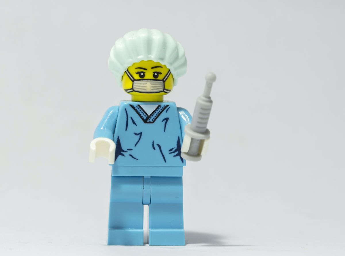 Lego Making Face Visors for Healthcare Workers