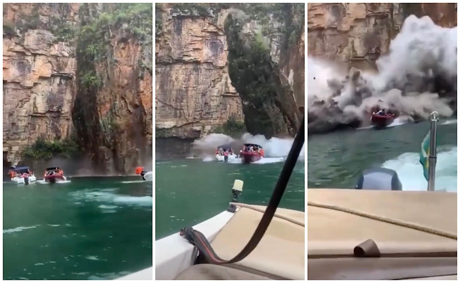 Video of Cliff Face Collapsing on Furnas Lake in Brazil