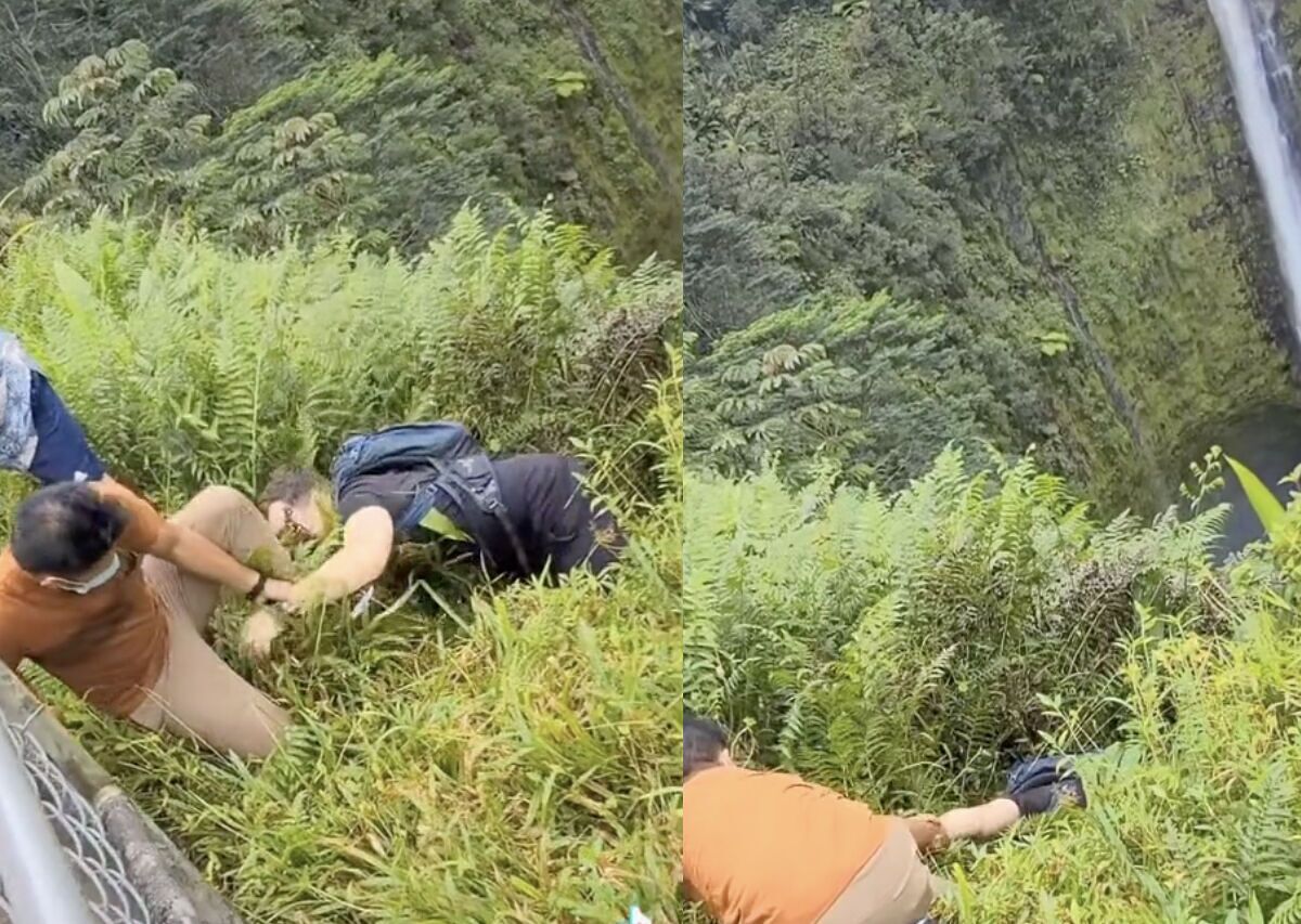 Harrowing Rescue Shows Tourist Pulled From 400-Foot Cliff Edge in Hawai’i