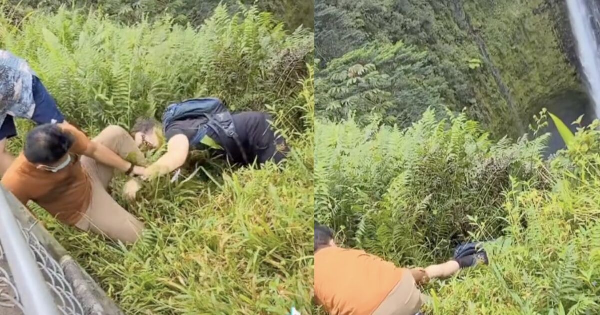 Harrowing Rescue Shows Tourist Pulled From 400-Foot Cliff Edge in Hawai’i