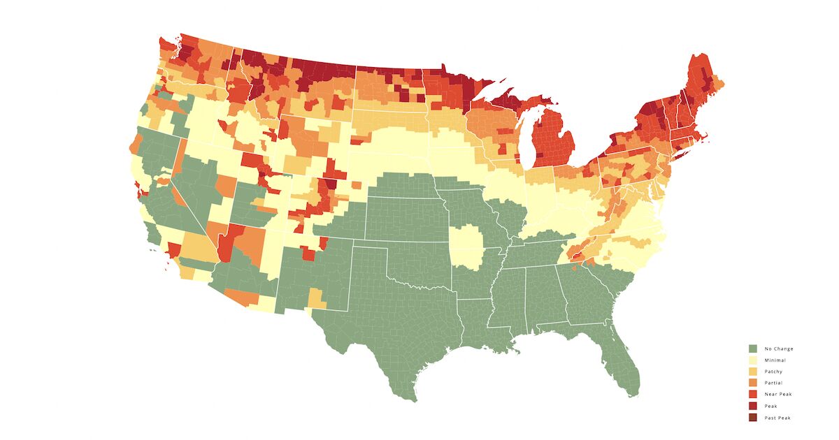Peak Leaf Peeping Date for Each Region of the United States