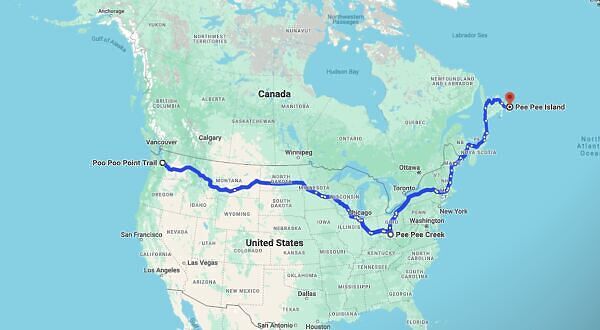 This Cross Country Road Trip Goes From Washingtons Poo Poo Point To Canadas Pee Pee Island